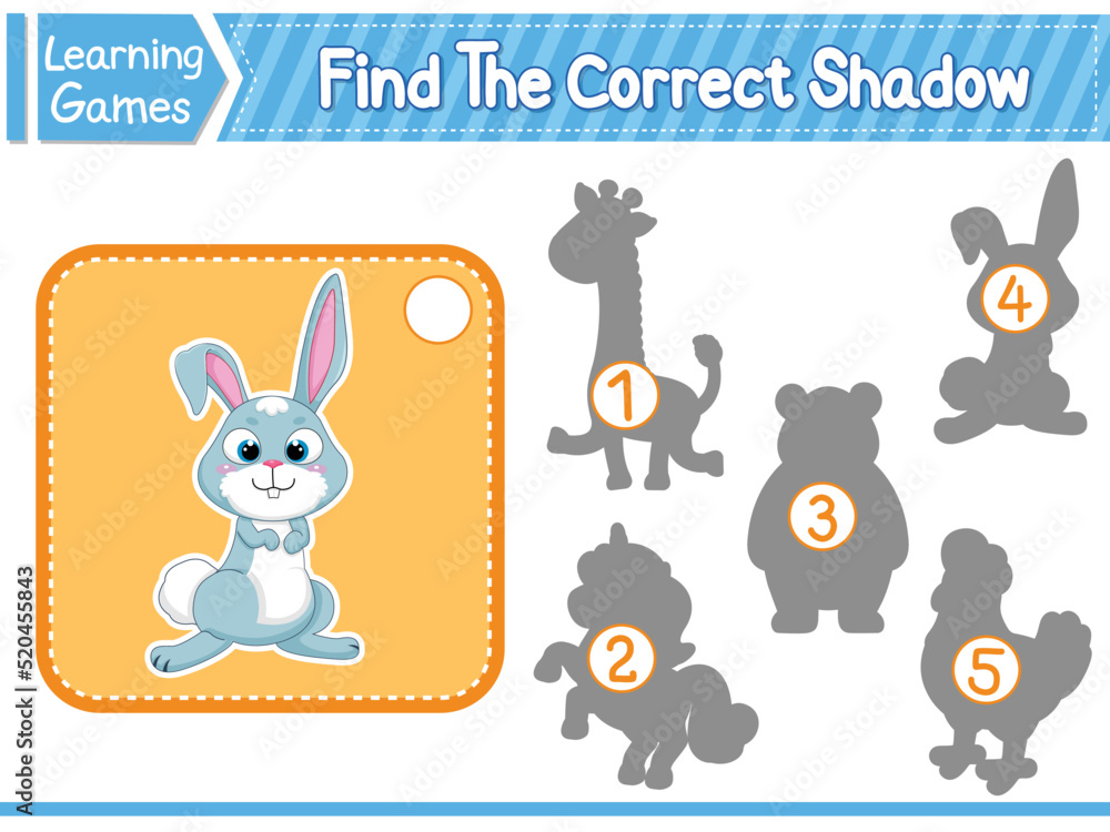 Find The Correct Shadow Find And Match The Correct Shadow Of Rabbit ...