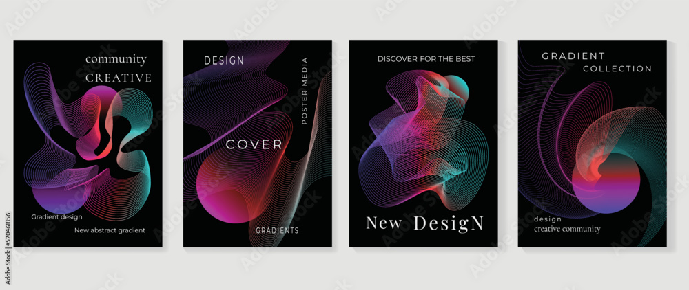 Abstract vibrant gradient line background vector. Futuristic style ...