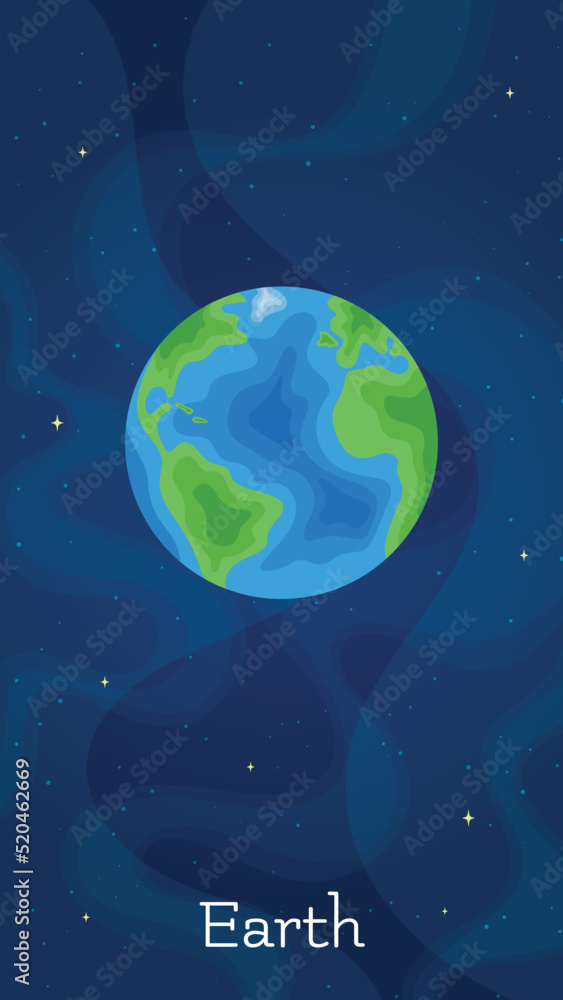 Solar system planet Earth vector illustration. Astronomical object art ...