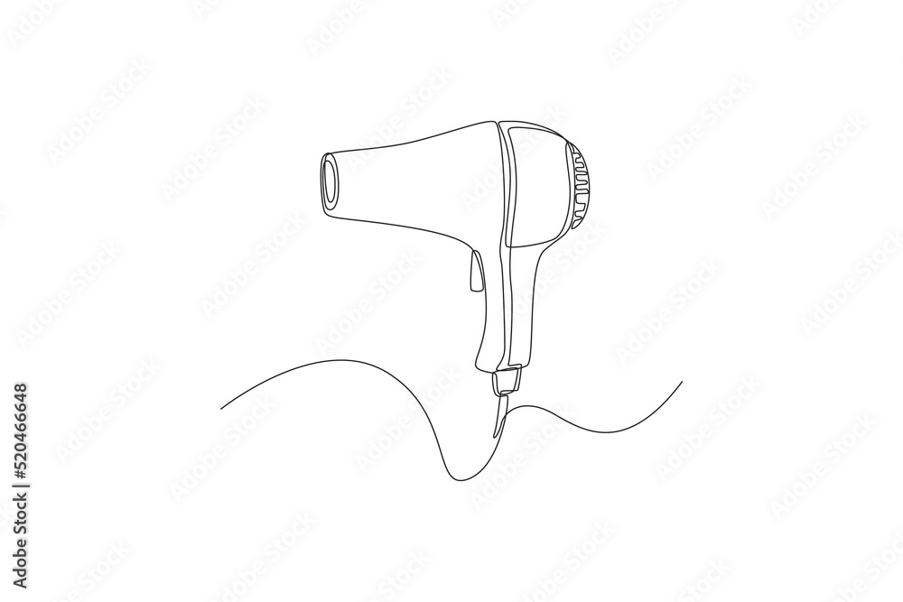 Single one line drawing hair dryer. Electric Home Appliance. Hotel ...