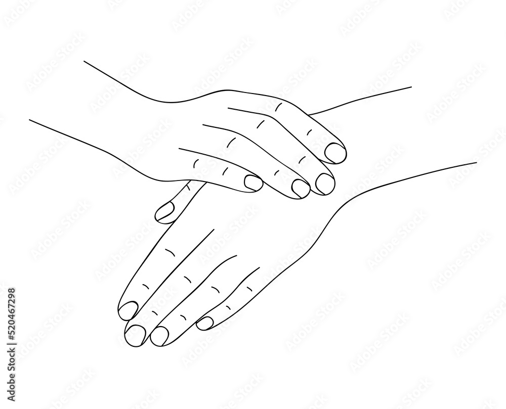 Two Female Hands In Realistic Gesture Of Stroking Rubbing And Applying To Skin Moisturizing