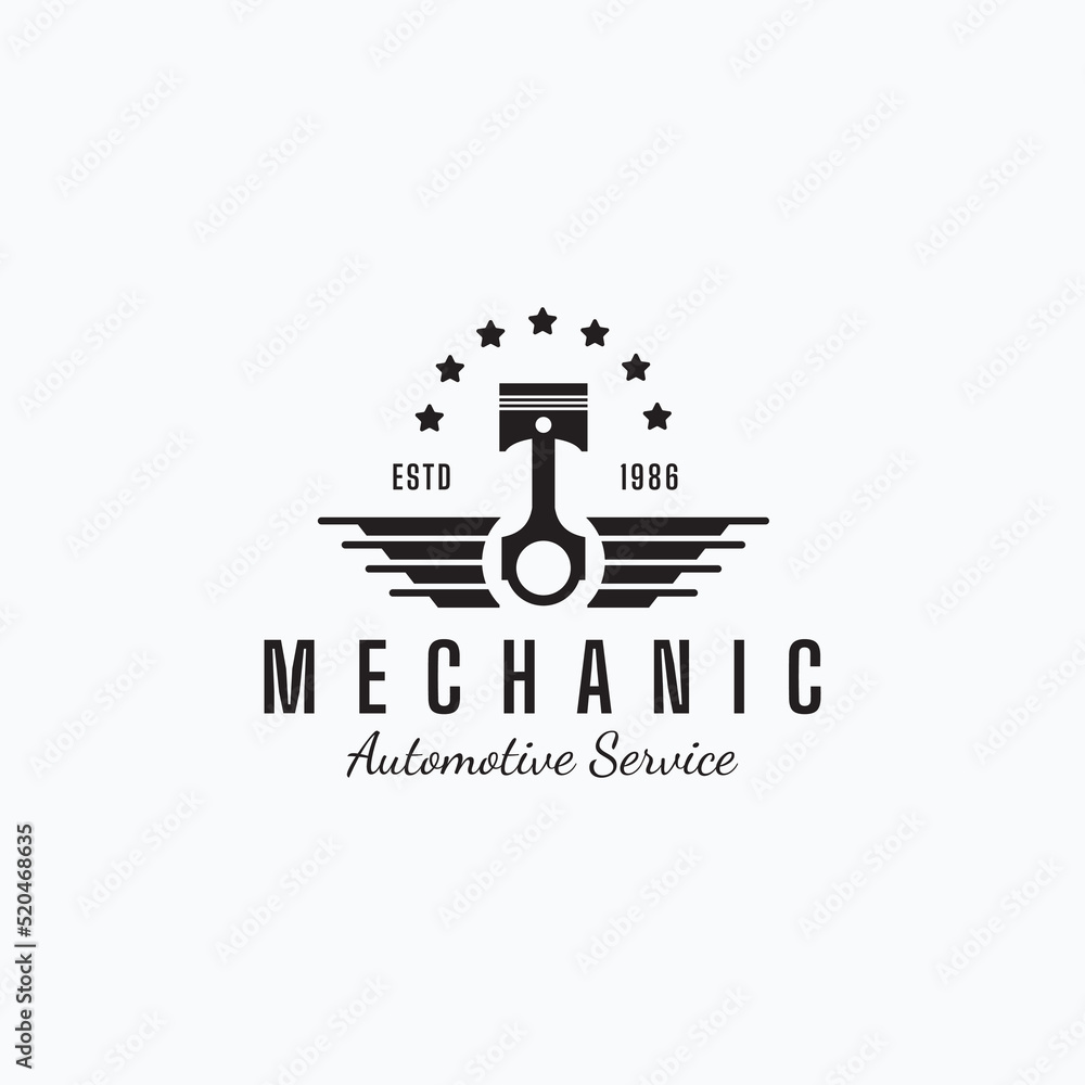Vintage mechanic logo vector illustration design. Service garage logo ...
