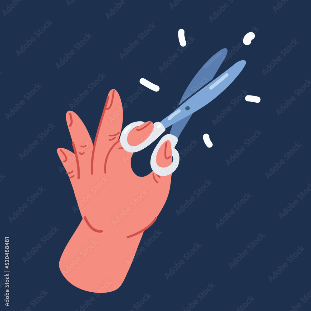 Cartoon vector illustration of hand holding scissors Stock Vector ...