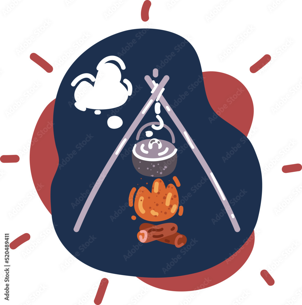 Cartoon vector illustration of Cooking in the camping cauldron Stock ...