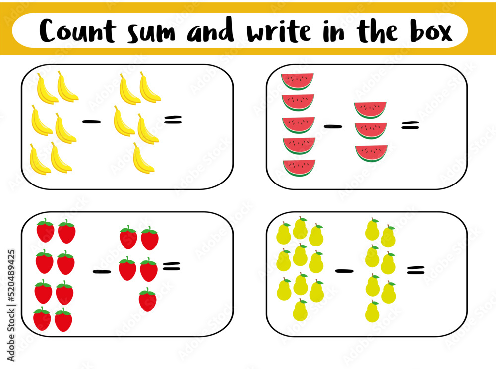 Collection of mini-games teaching counting for kids. Calculation for ...