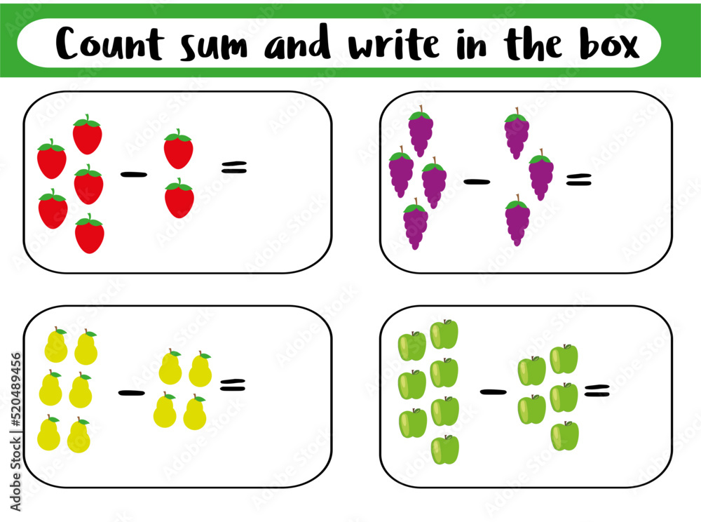 Collection of mini-games teaching counting for kids. Calculation for ...