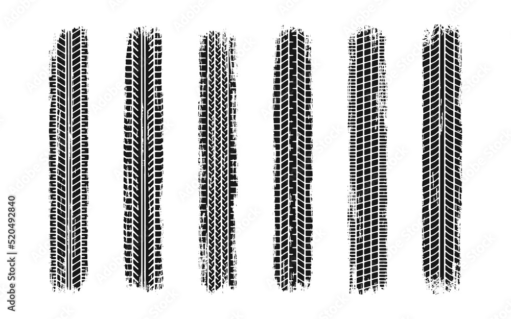 Auto tire tread grunge set. Car and motorcycle tire pattern, wheel tyre ...