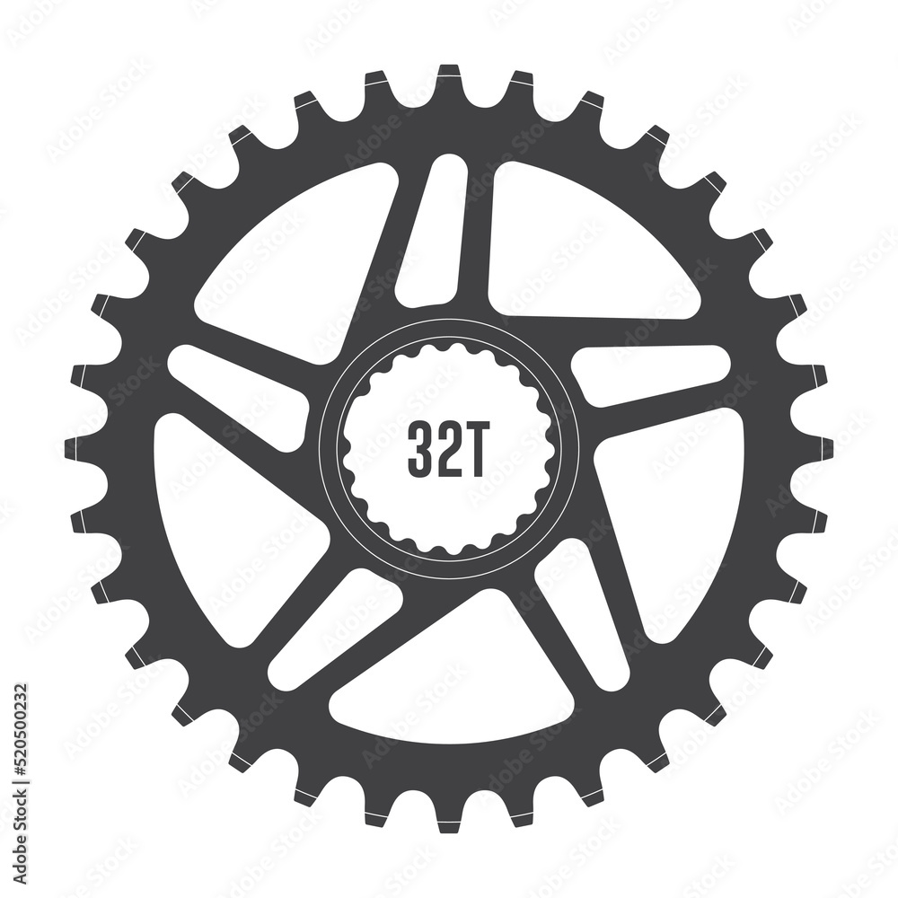 Vector black bike chainring 32 teeth. Isolated on white background ...