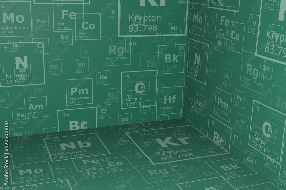 3d background of elements of the periodic table, science and ...