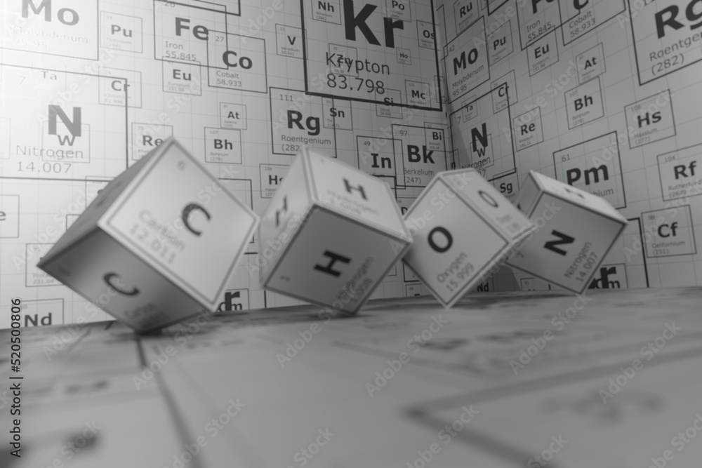 Chemistry 3d cubes background of the elements of the periodic table ...