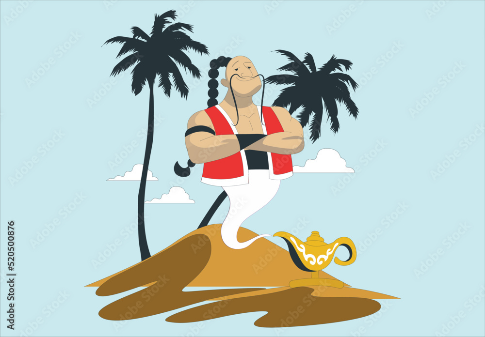 Genie coming out of a magic lamp vector illustration. Stock Vector ...