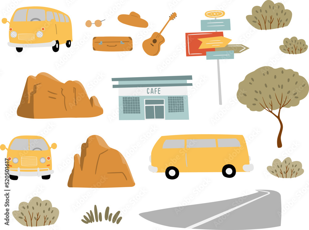 groovy hippie clipart, retro 70s hippy bus van clip art, road trip ...