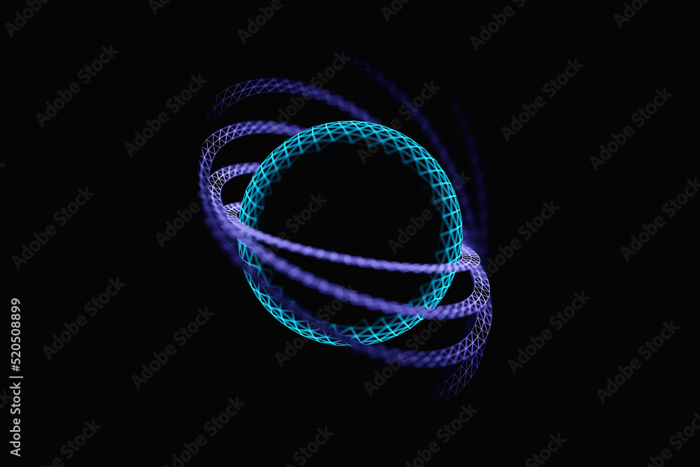 3d illustration model of a solar system with orbiting planets in orbits ...