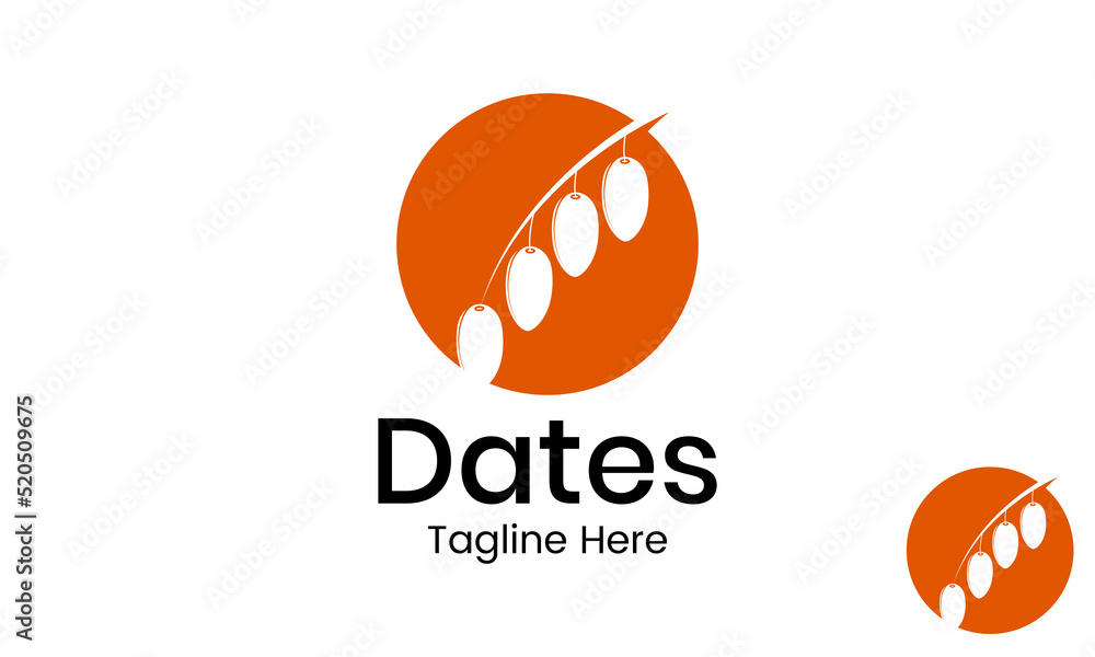 Dates Negative Space Logo Design Template With Circle. dates logo food ...
