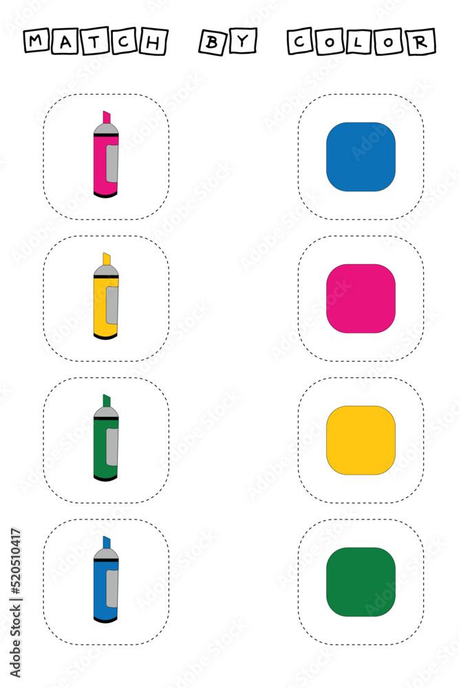 Match the markers and their colors. Appropriate game. Educational game ...