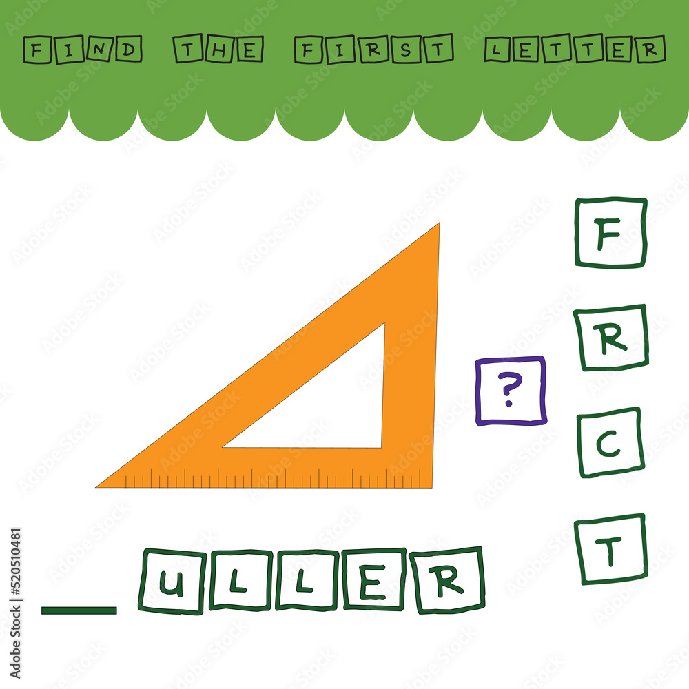 Find the first letter of the word RULLER and connect. Educational game ...
