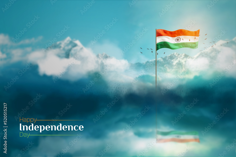 Independence day concept : indian flag over sky background Stock Photo ...