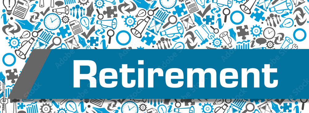 Retirement Circular Business Symbols Texture Blue Grey Text Stock ...