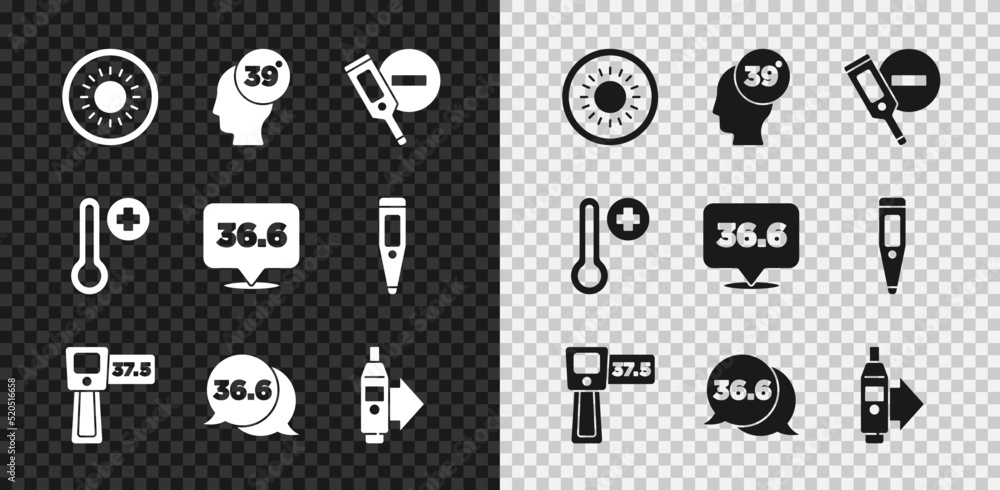 Set Sun, High human body temperature, Digital thermometer, Medical ...