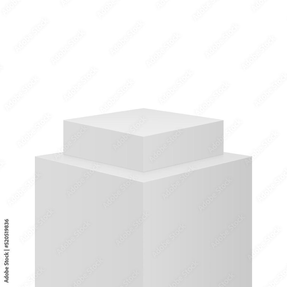 Square realistic 3D podium, showroom foundation, block cubes exposition ...