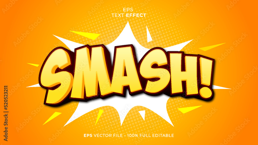 Editable smash text effect Stock Vector | Adobe Stock