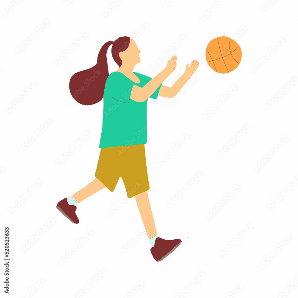 Playing basketball woman on a white background. Team sport ...