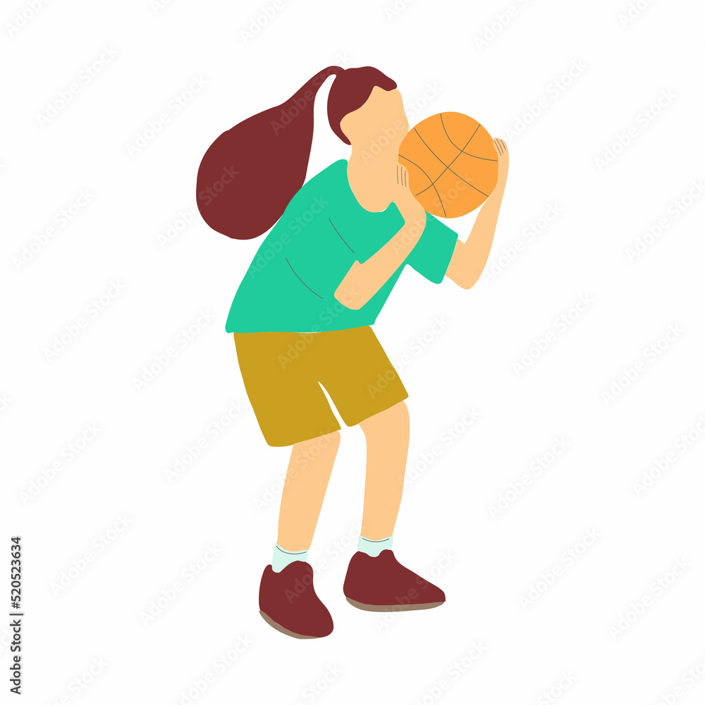Playing basketball woman on a white background. Team sport ...
