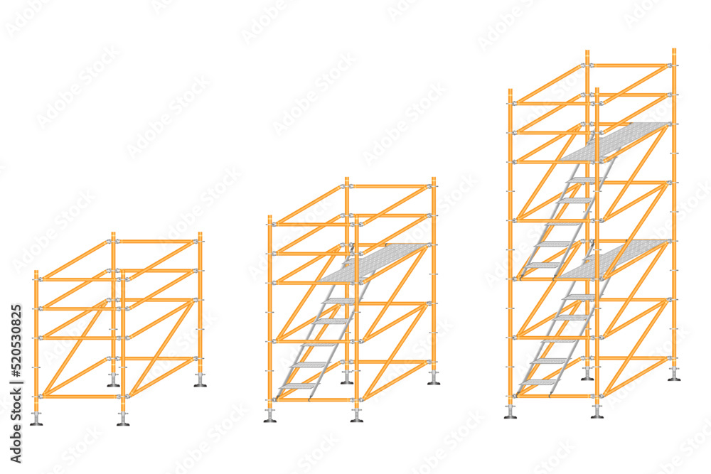 Mobile vector scaffolding, white background, used in construction areas ...