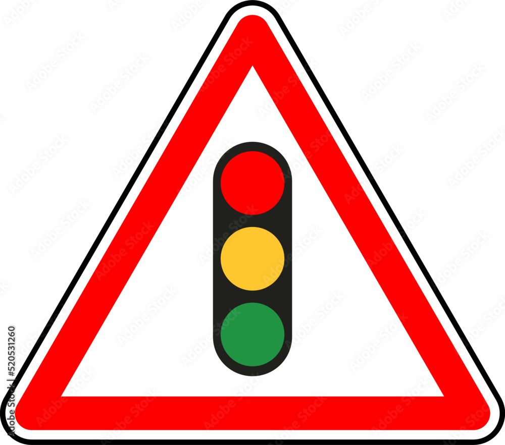 Vector graphic of a uk traffic light ahead road sign. It consists of a ...