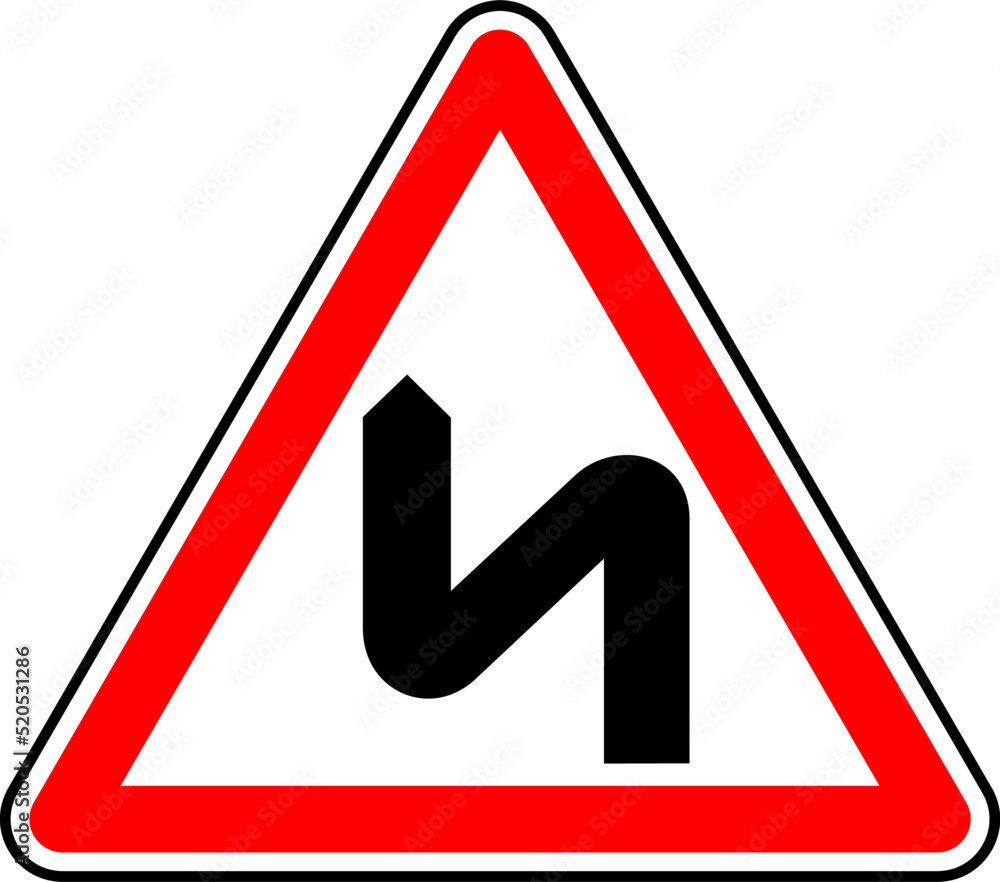 Vector graphic of a uk warning of a double bend ahead road sign. It ...