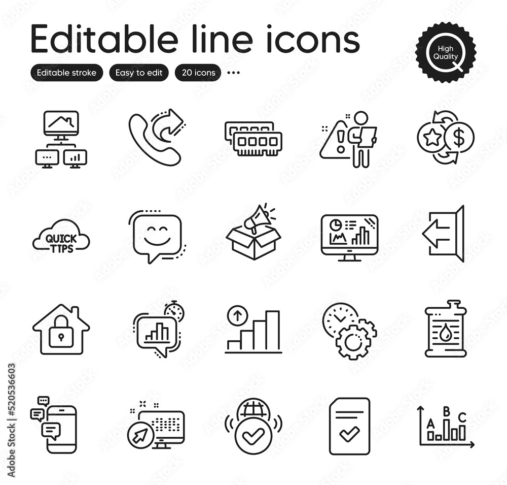 Set of Technology outline icons. Contains icons as Search employee ...