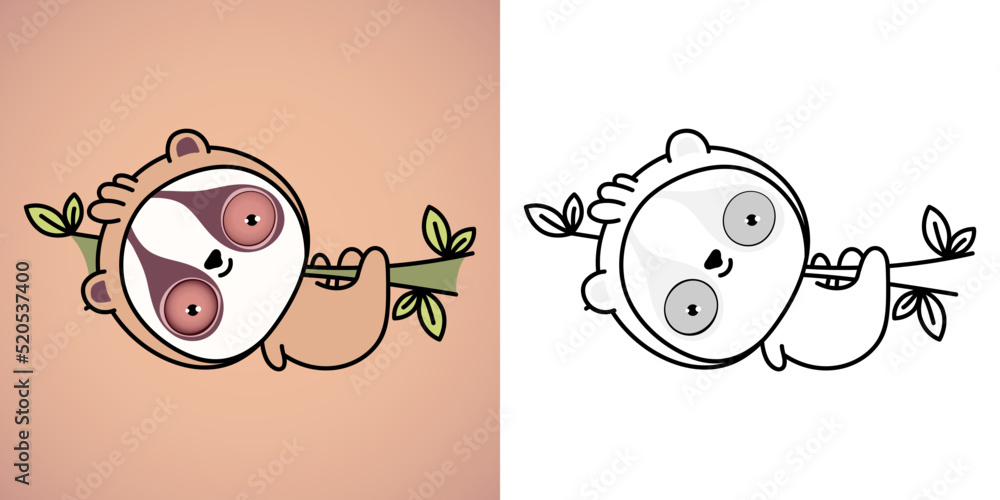 Cute Loris Clipart for Coloring Page and Illustration. Happy Clip Art ...
