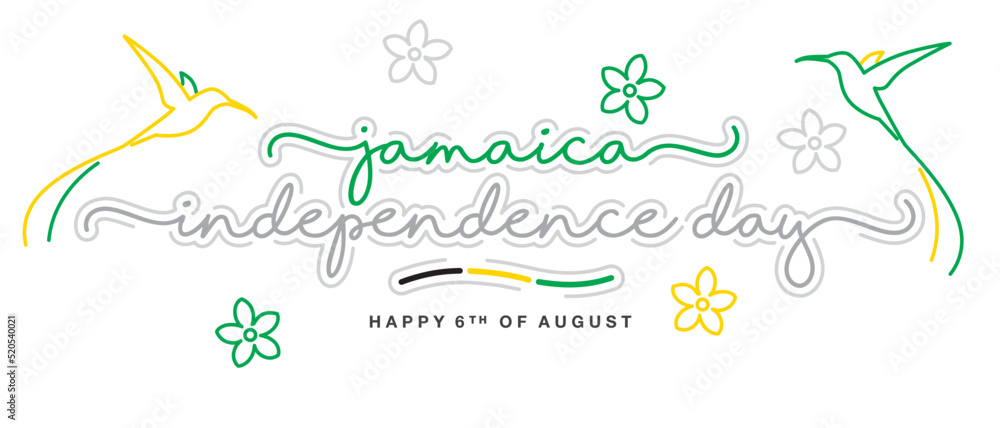 Jamaica independence day handwritten lettering typography calligraphy ...