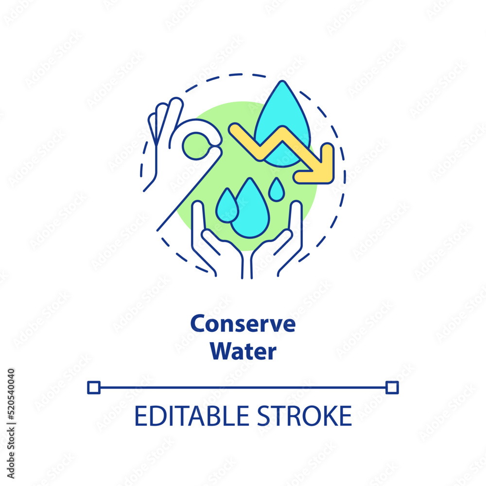 Conserve Water Concept Icon Reduce Consumption Energy Efficiency At