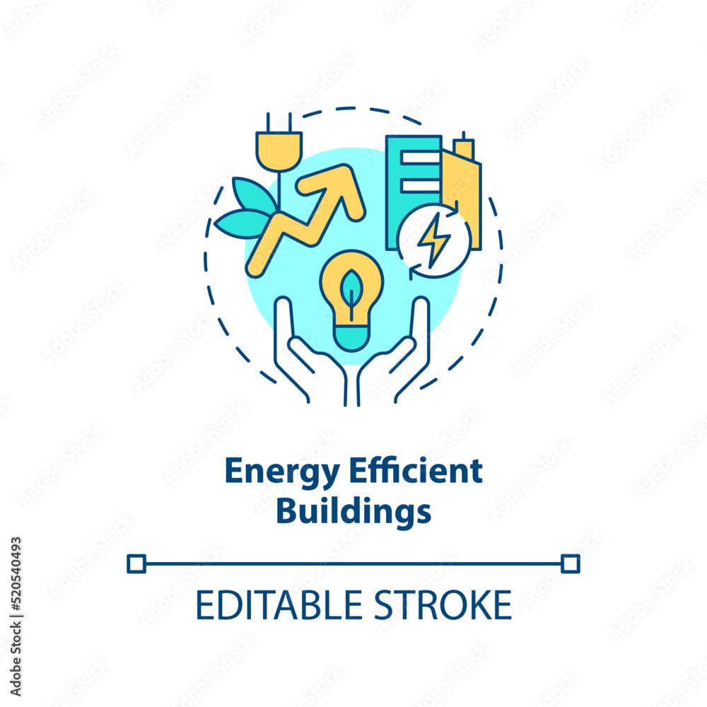 Energy efficient buildings concept icon. Innovative upgrade. Energy ...