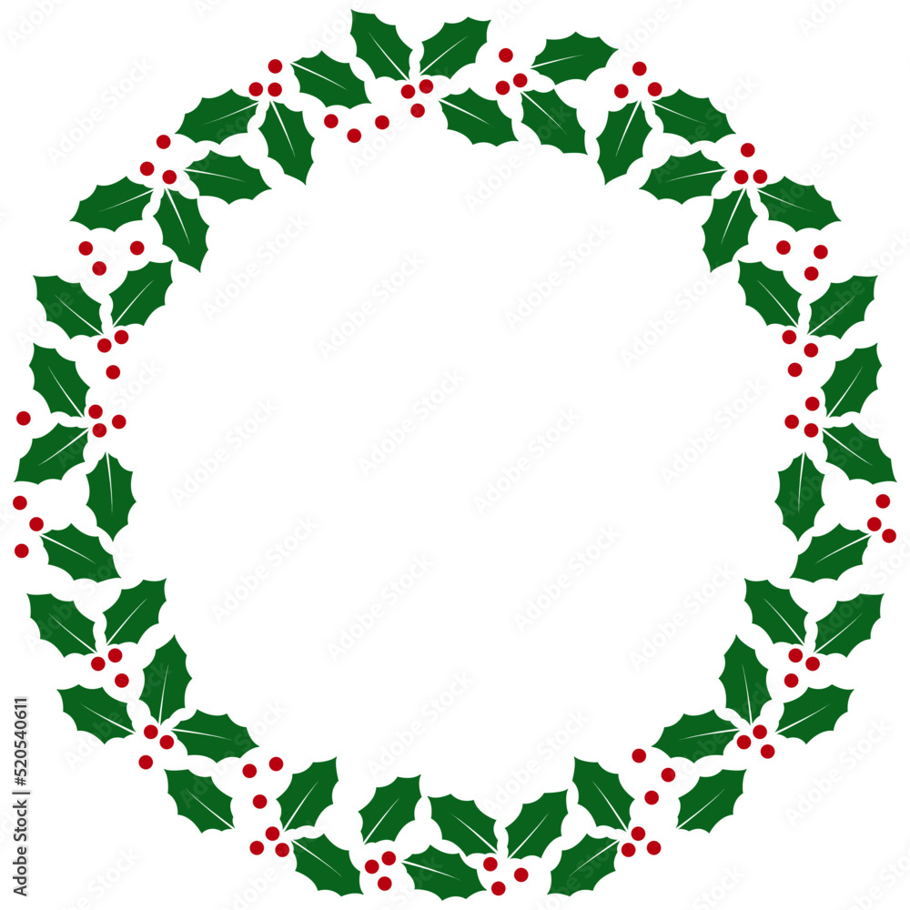 Christmas monogram frame with holly svg, Round winter border svg Stock ...