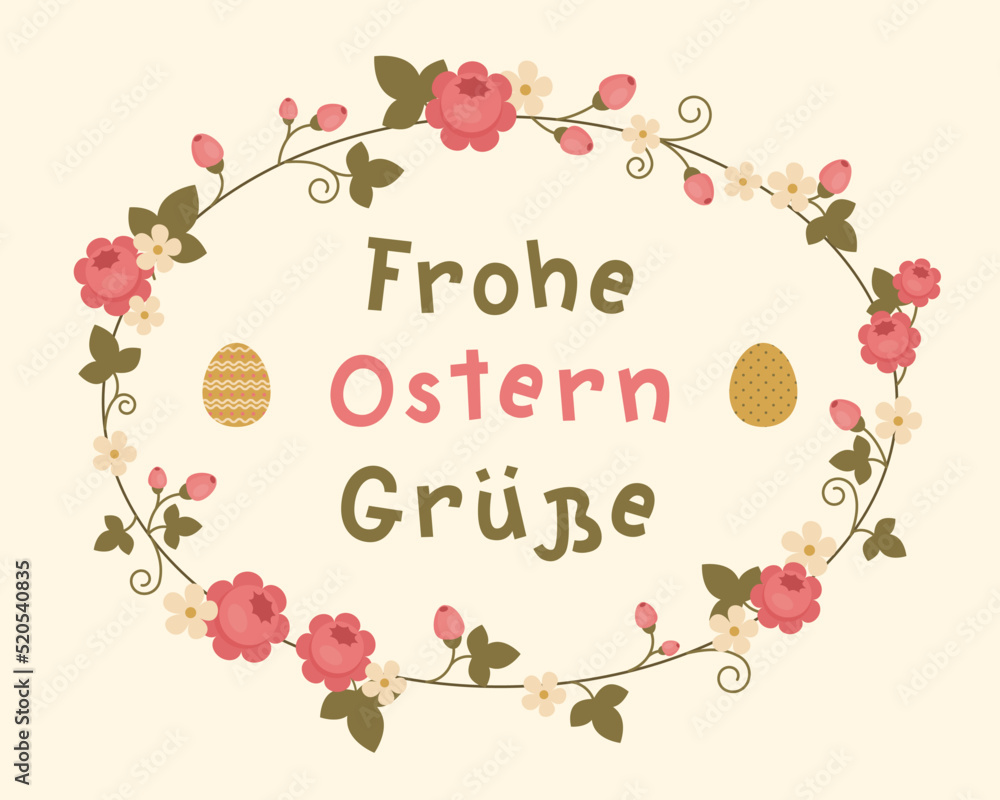 Easter banner template with orange Easter eggs and flower wreath ...