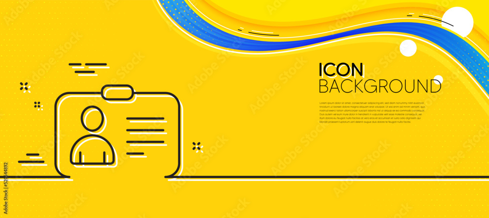 ID card line icon. Abstract yellow background. User Profile sign ...