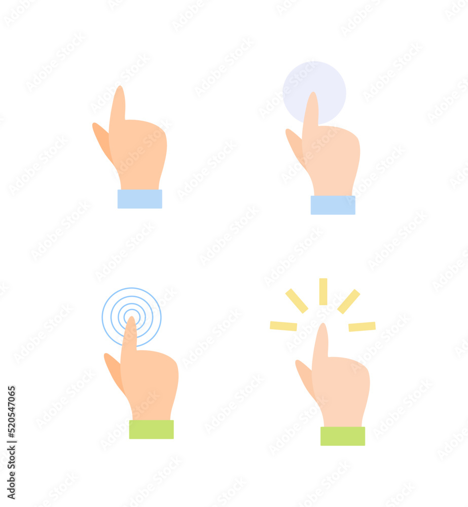 Set of hand pointing gesture. Hand sign. Flat style vector illustration ...
