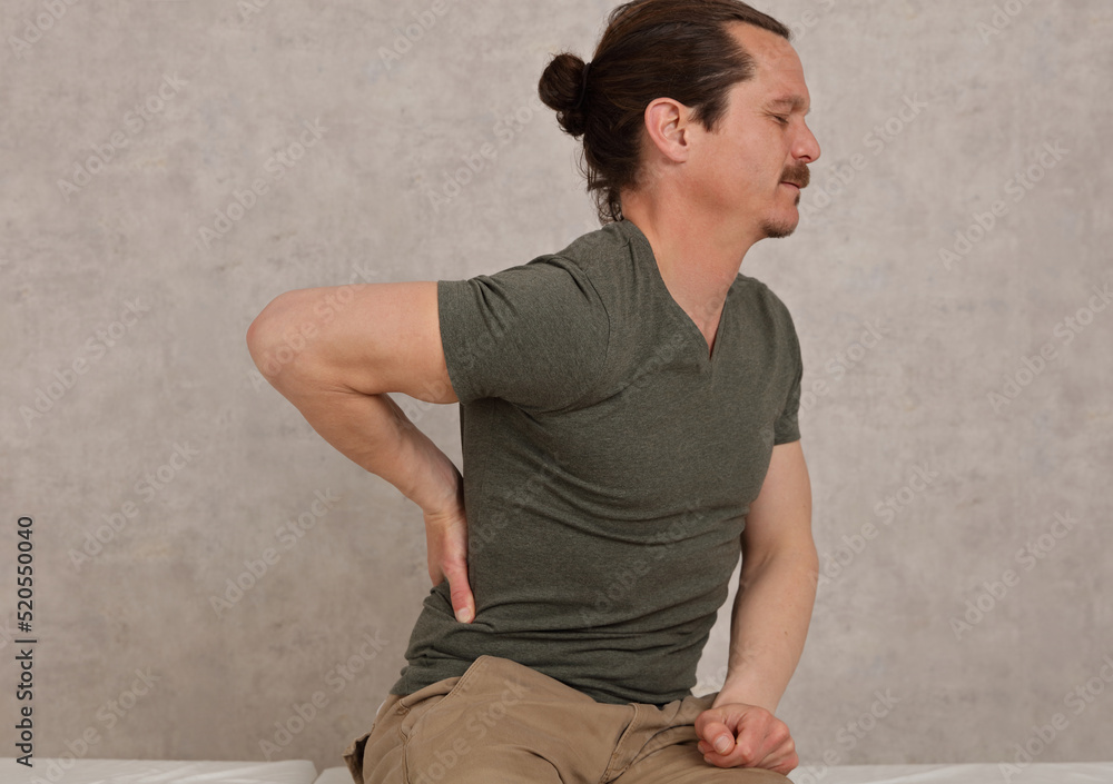 Man suffering from Kidneys Pain, urolithiasis Disease. Patient waiting ...