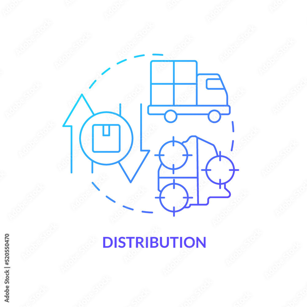 Distribution blue gradient concept icon. Logistic service. Element of ...