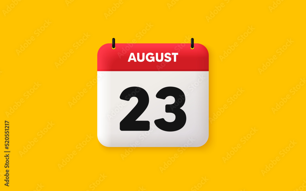 Calendar date 3d icon. 23th day of the month icon. Event schedule date ...