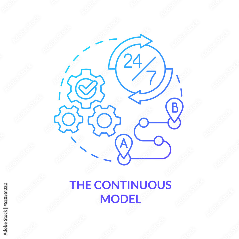 Continuous model blue gradient concept icon. Build delivery schedule ...