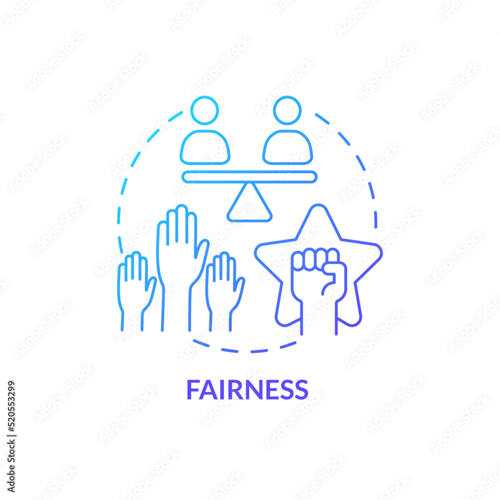 Fairness blue gradient concept icon. Organizational ethics element ...