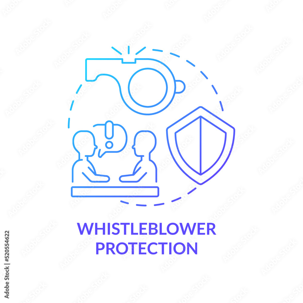 Whistleblower protection blue gradient concept icon. Ethical behavior ...