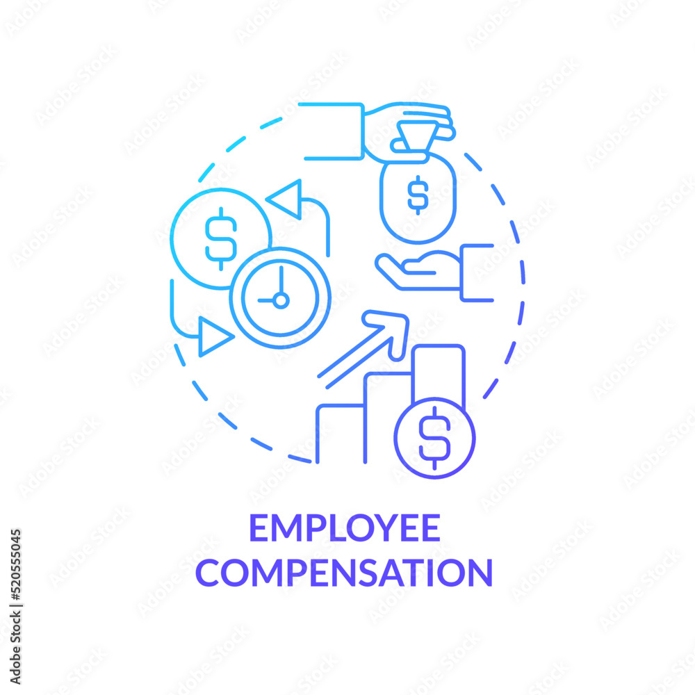 Employee compensation blue gradient concept icon. Ethical company ...