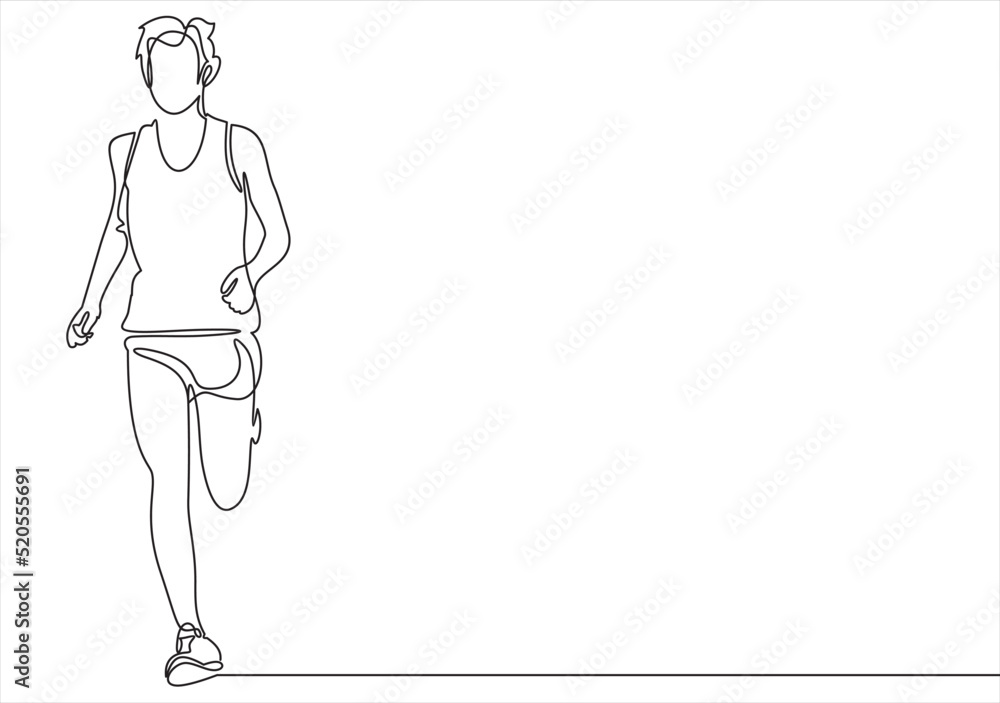 Continuous line drawing of running man. Vector illustration. Stock ...