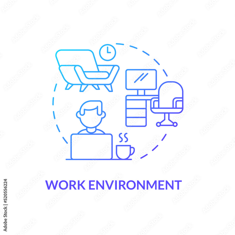 Work environment blue gradient concept icon. Organizational culture ...