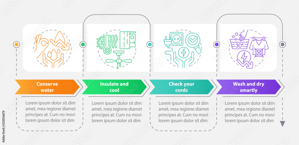 Energy efficiency at home rectangle infographic template. Data ...