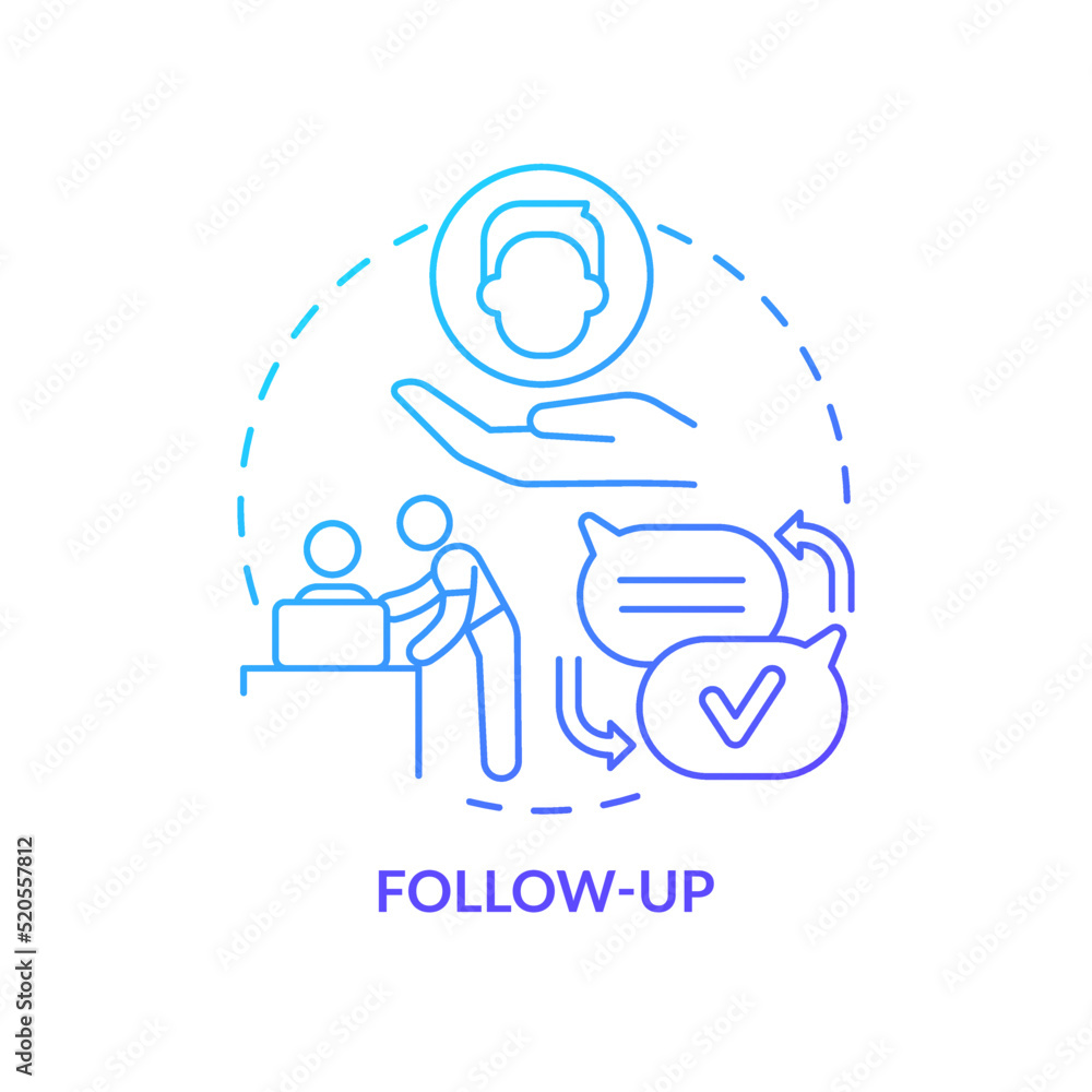 Follow up blue gradient concept icon. Information support of new ...